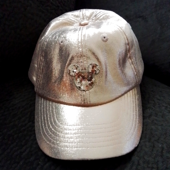 Disney | Accessories | Disney Rose Gold Shimmer Adjustable Ballcap ...